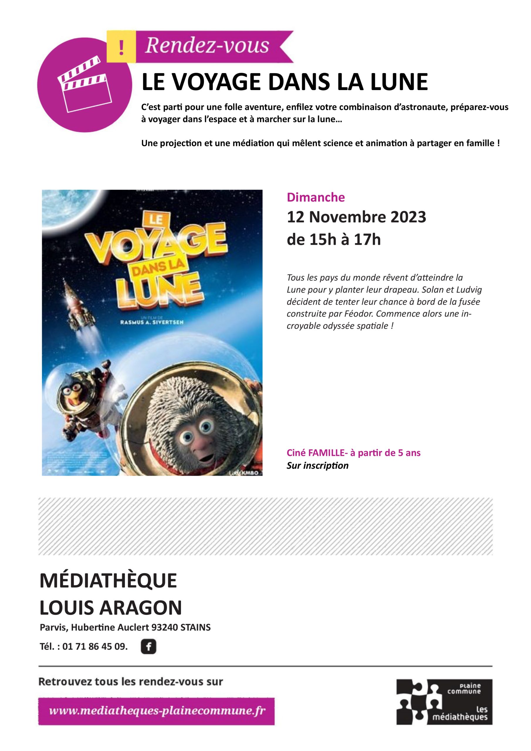 Médiathèque Louis Aragon / Ciné Famille - La voyage dans la Lune ...