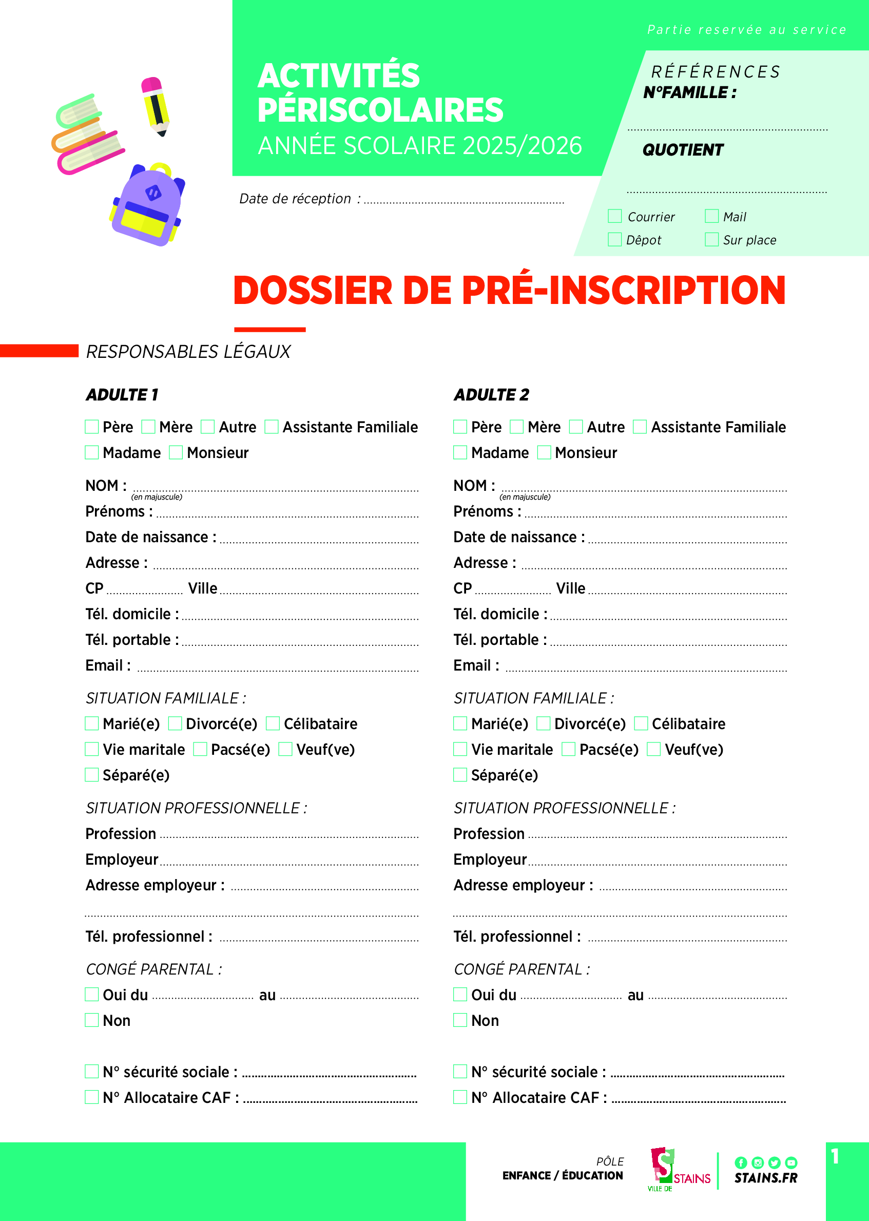 Dossier de pré-inscription aux activités périscolaires 2025/2026 ...