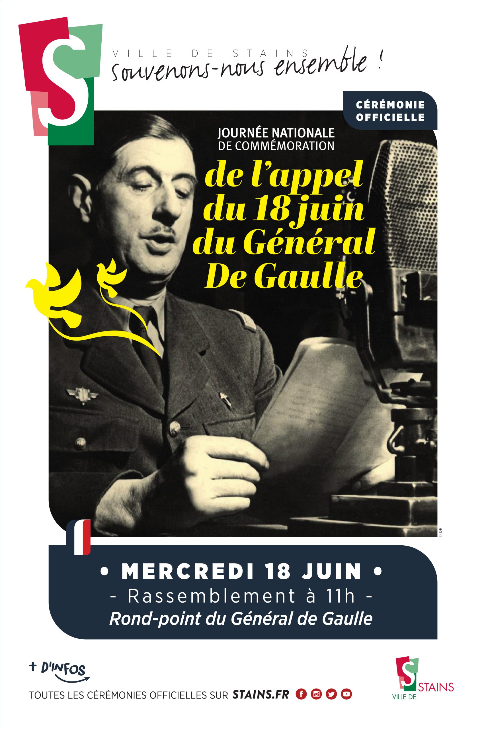 Cérémonie - Journée nationale de commémoration de l'appel du 18 juin du Général de Gaulle ...